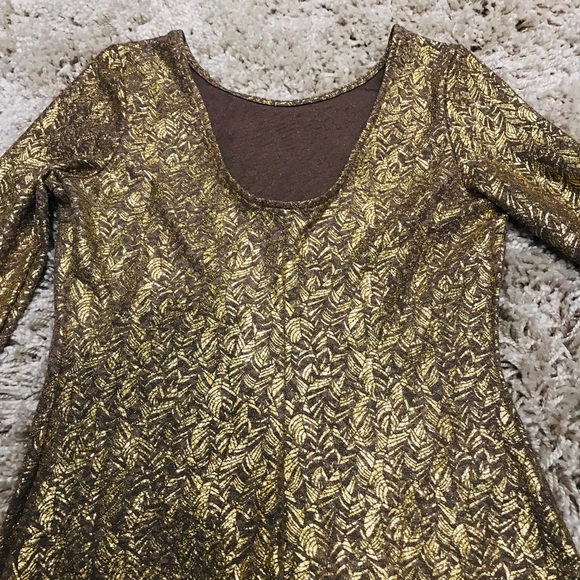 Rhapsody | Dresses | Rhapsody Dresses Gold Feather Details | Poshmark